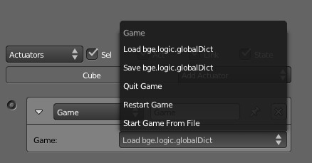 Game Actuator — Blender Manual